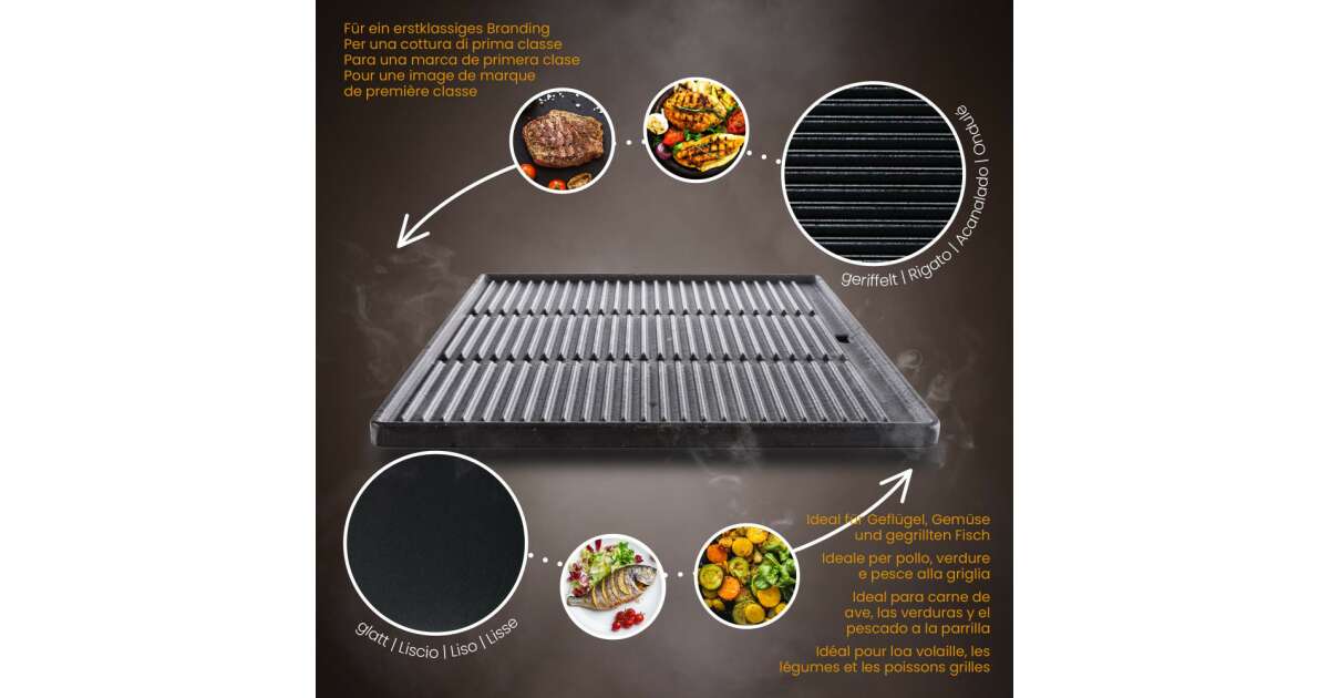 Grilltálca kétoldalas grill lap 48,5x32cm öntöttvas antracit 161579745 ...