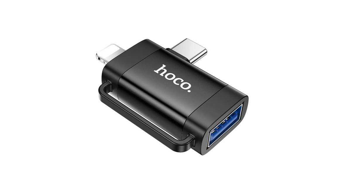 Adapter USB Hoco HOCO adapter OTG 2w1 Typ C (męski) / Lightning (męski ...