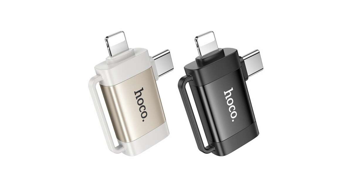 Adapter USB Hoco HOCO adapter OTG 2w1 Typ C (męski) / Lightning (męski ...