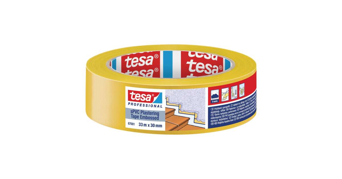 Bandă de tencuit Tesa, SPvc 33m x 50mm în relief galben 67001 | Pepita.com