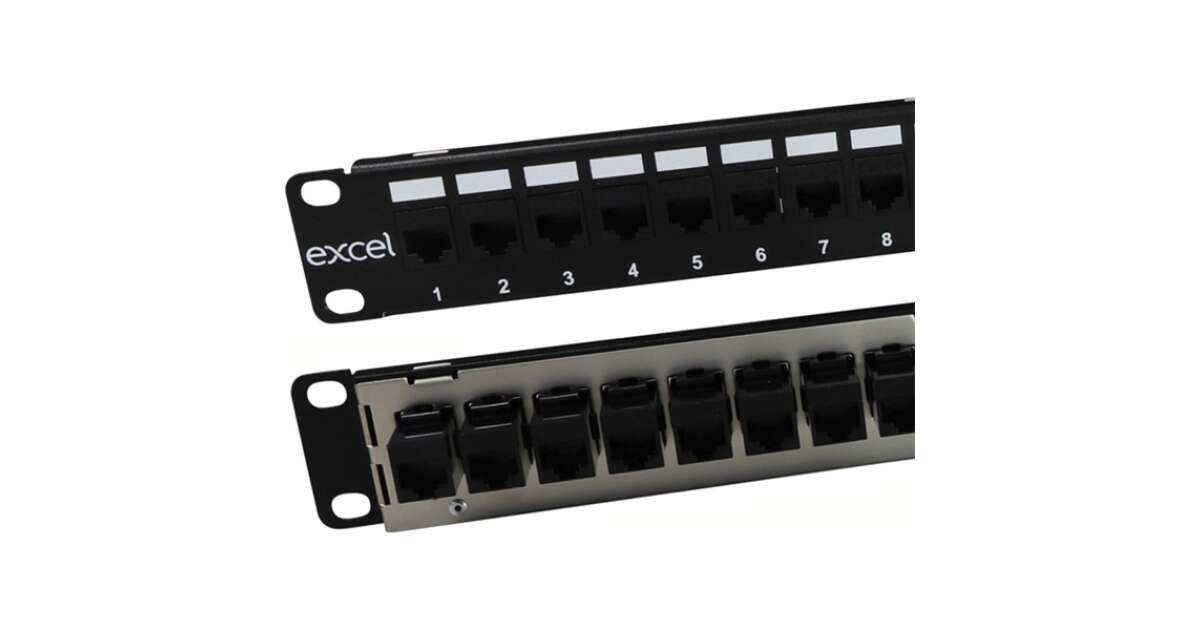 Excel patch panel cat.5e utp 24 portos 1u, fekete (rj45-rj45) 100-309 ...