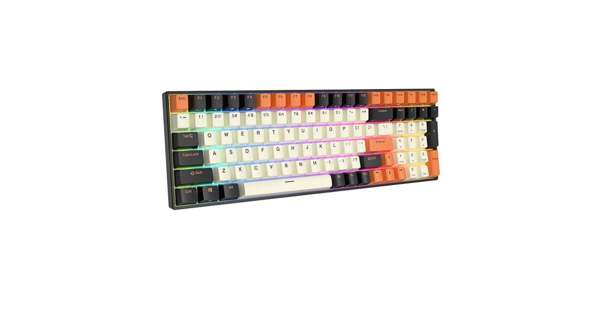 Mechanical keyboard Royal Kludge RK100 RGB, brown switch (black-orange ...