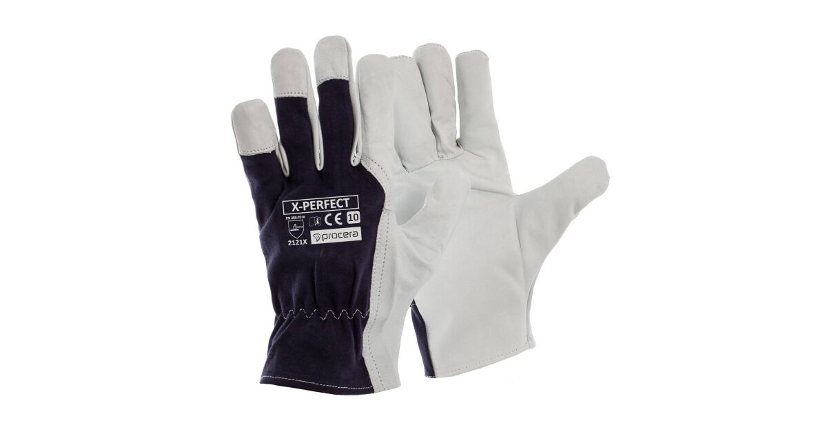 Kombinált védőkesztyű, bőr és textil X-PERFECT Procera 11 Navy blue ...