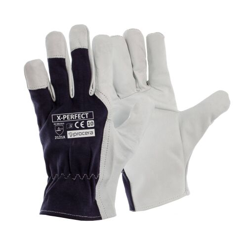 Kombinált védőkesztyű, bőr és textil X-PERFECT Procera 11 Navy blue ...