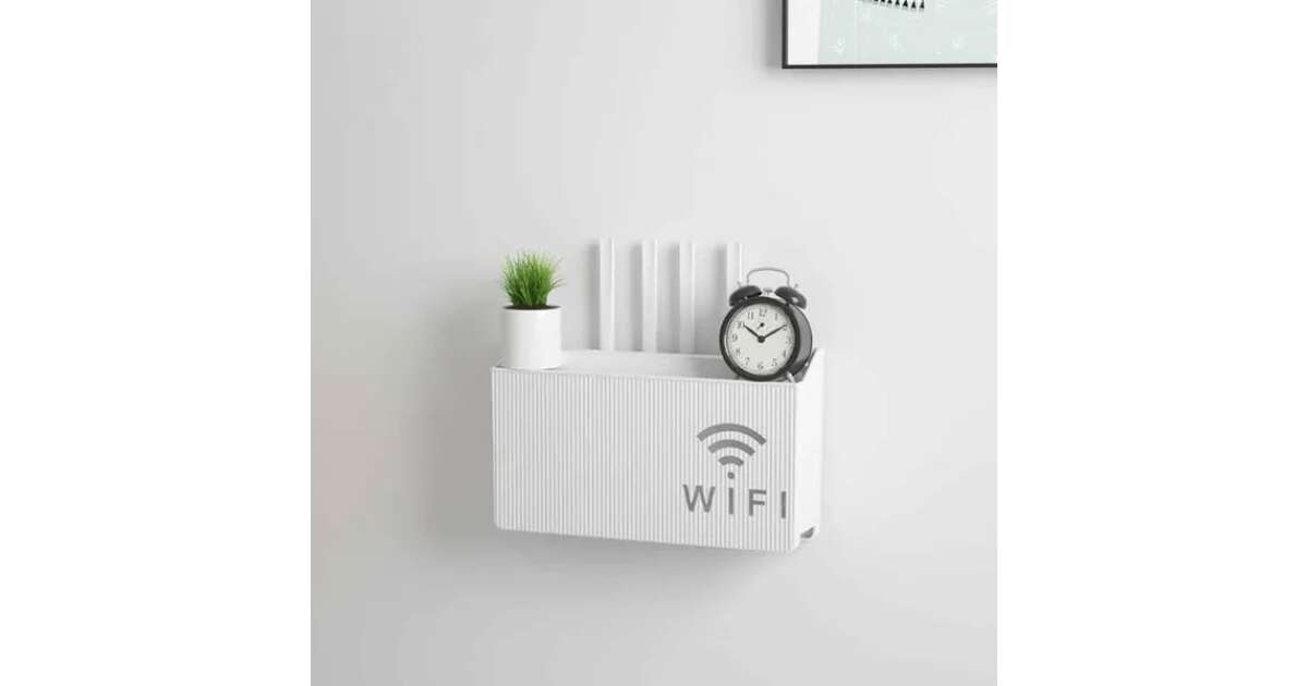 Falra szerelhető fém wifi router tartó, fehér | Pepita.hu