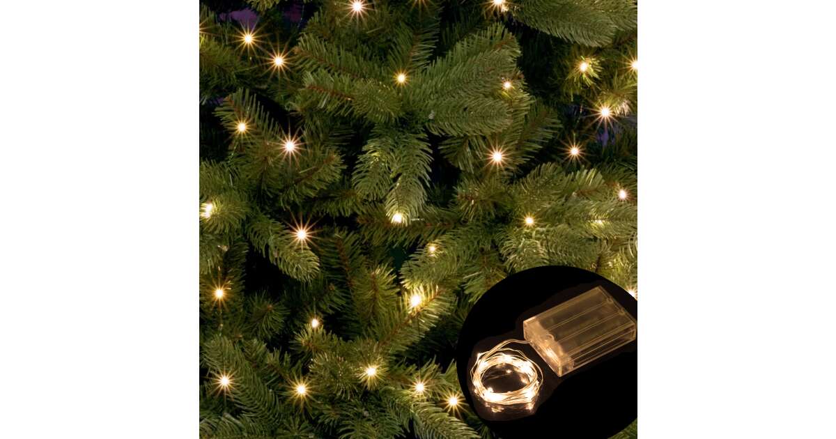 10 méteres elemes micro LED fényfüzér, 100db LED, Meleg fehér | Pepita.hu