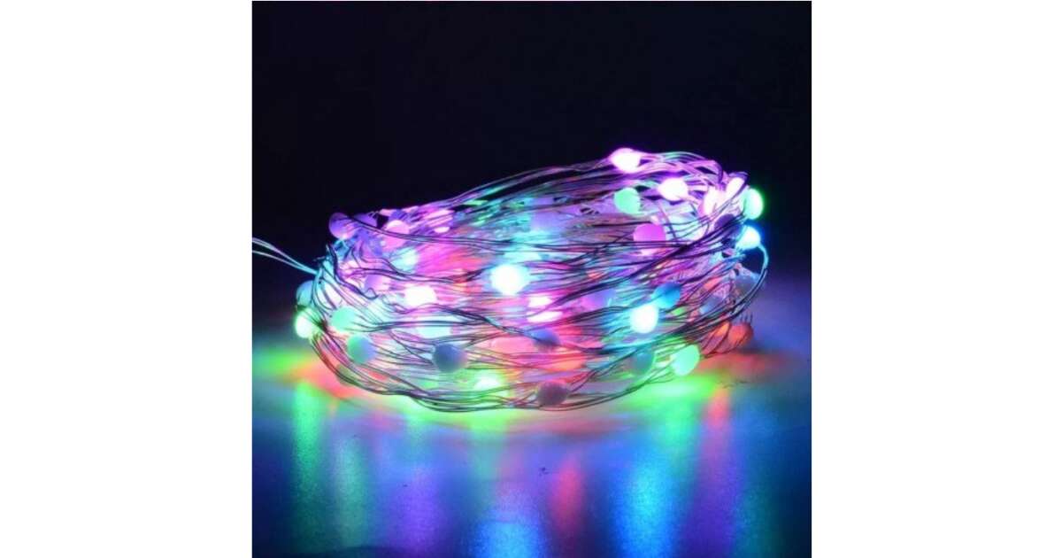 MicroLED Fényfüzér - Színes - 10 méter - 100 LED | Pepita.hu