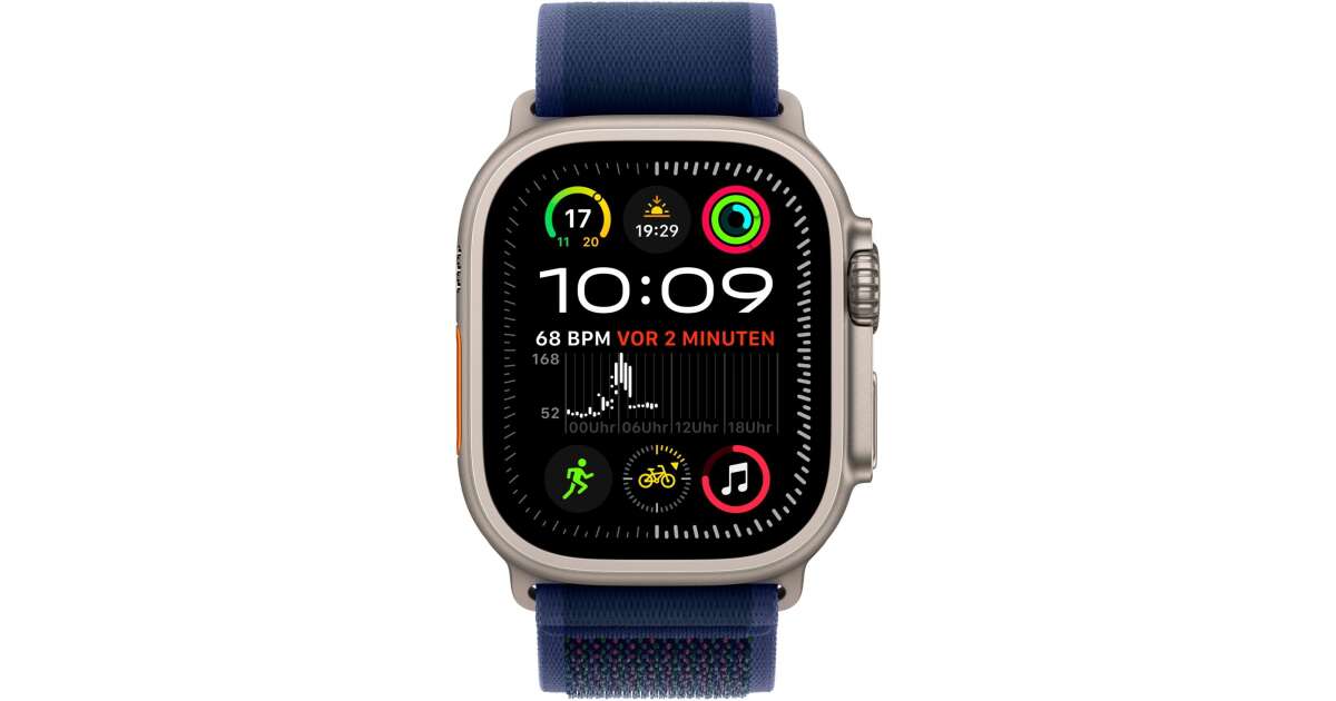 APPLE Watch Ultra 2 GPS + Cellular 49mm Natural Titanium Case with Blue ...
