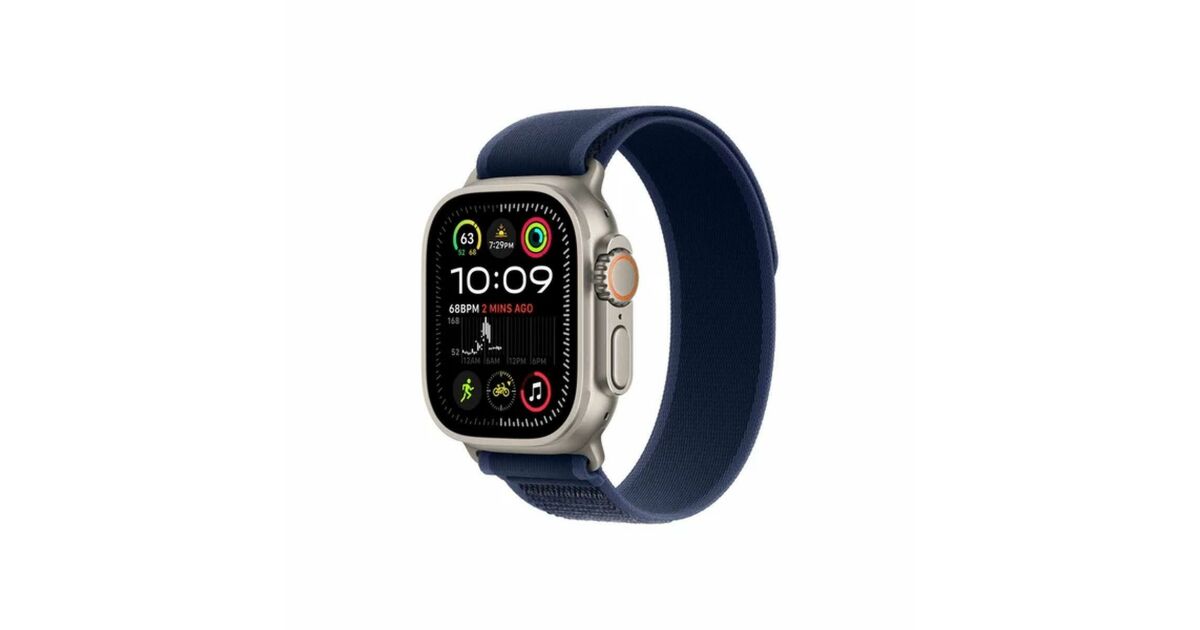 APPLE Watch Ultra 2 GPS + Cellular 49mm Natural Titanium Case with Blue ...