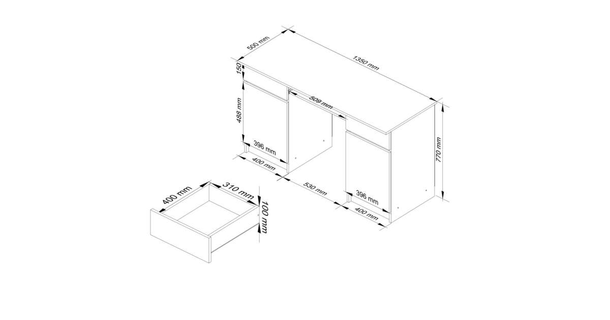 Clp A5 Íróasztal 2a 2f Fehér / Sonoma | Pepita.hu