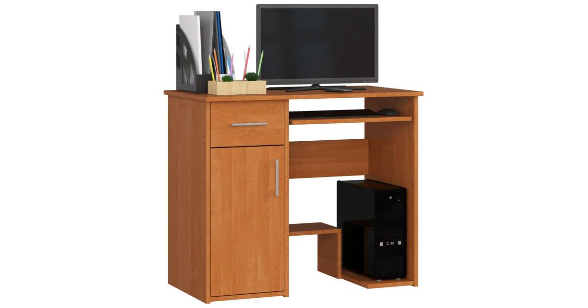 Akord égerfa Íróasztal Jay 90 cm, Klasszikus Stílus, 1 Fiók 1 Ajtó ...