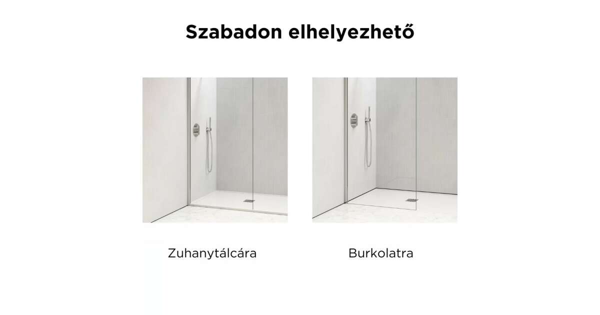 HD Arlo Light Rose szabadonálló Walk-In zuhanyfal 8 mm vastag ...