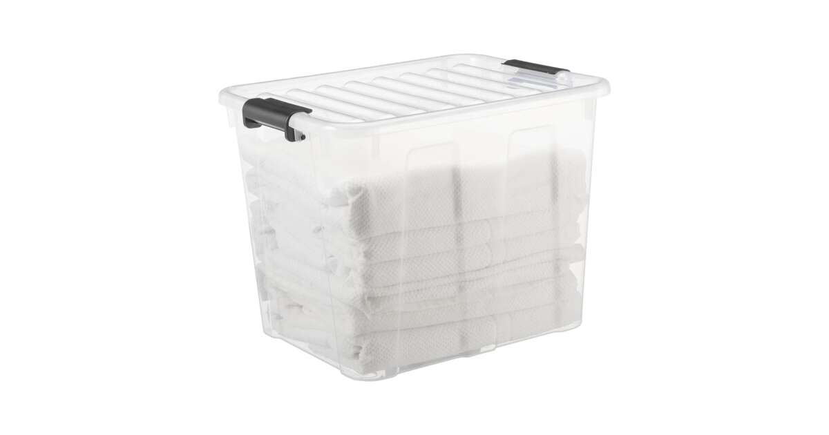 Iris Home Box Műanyag Tárolódoboz zárható tetővel 40L - Átlátszó ...