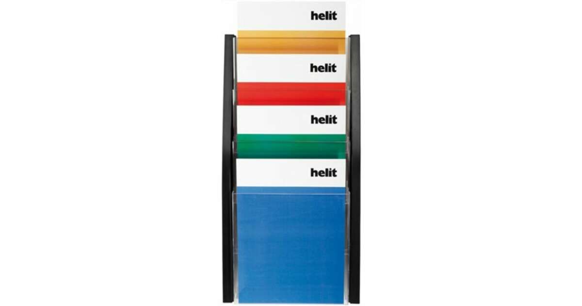 HELIT A4 4-Fach-Kataloghalter für die Wandmontage, schwarz | Pepita.com