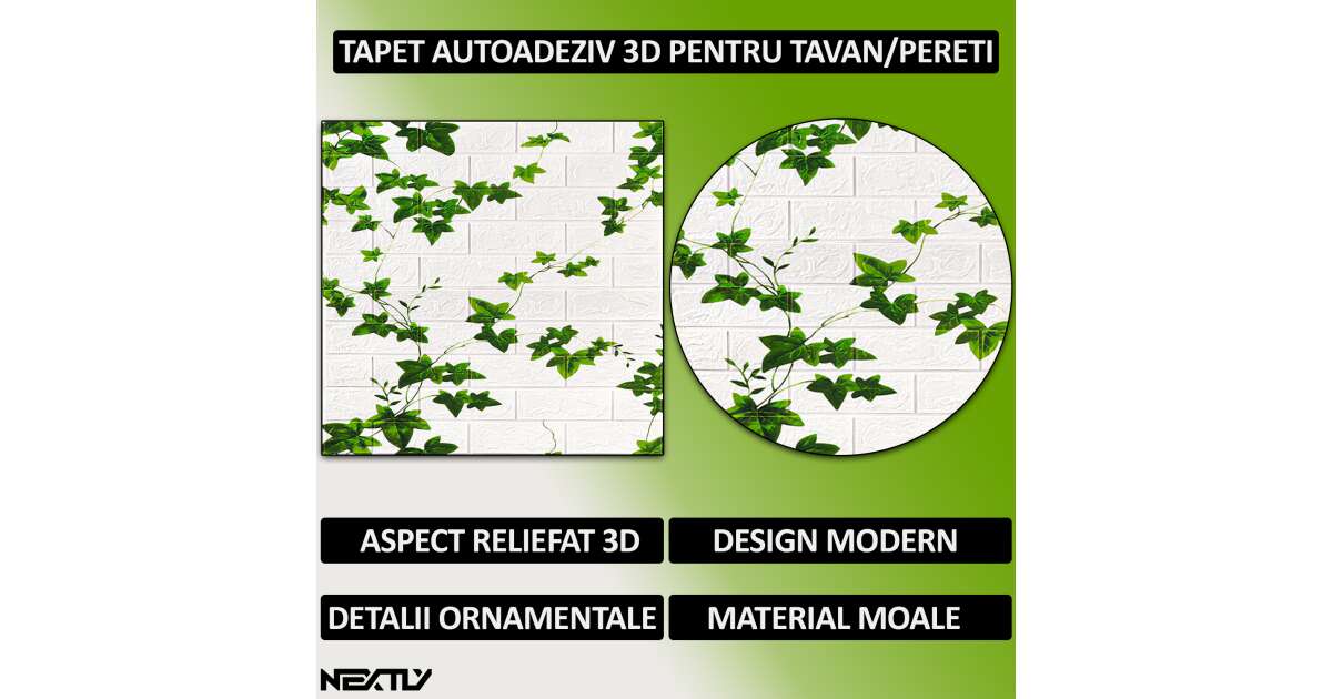 Set 50 x tapet autoadeziv 3D NEXTLY, pentru tavan/perete, design ...