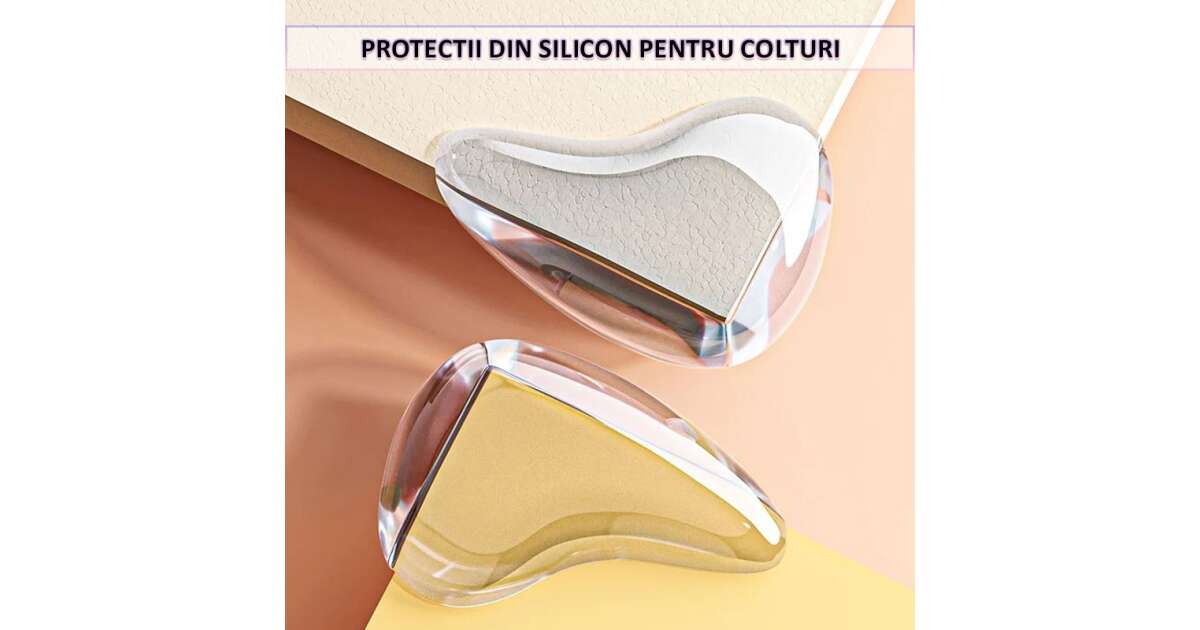 Set 4 protectii pentru colturi din silicon NEXTLY, pentru mobila, masa ...