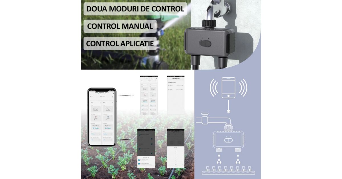 Programator smart automat pentru irigatii/udare WiFi, NEXTLY, control ...