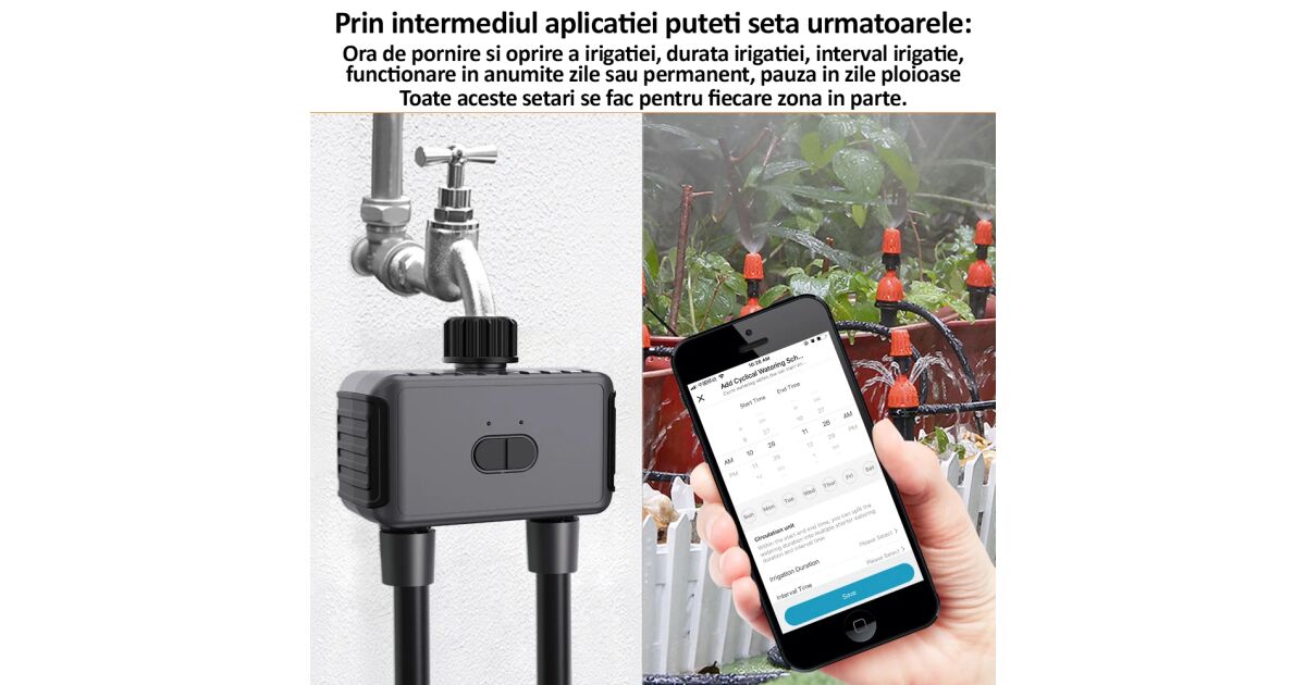 Programator smart automat pentru irigatii/udare WiFi, NEXTLY, control ...
