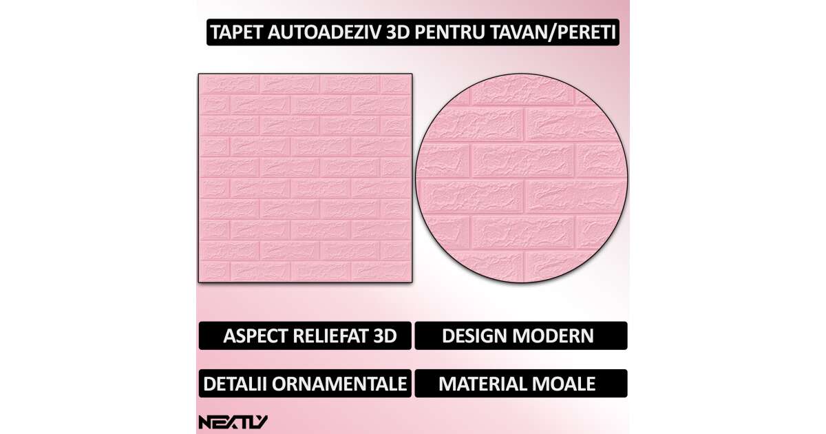 Set 10 x tapet autoadeziv 3D NEXTLY, pentru tavan/perete, design ...