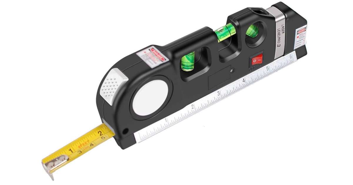 Nivela Laser cruce, orizontal si vertical, boloboc 3 bule, ruleta 2.5m ...