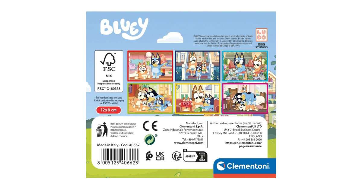 Rozprávková kocka Bluey Play All Day, 6 dielikov, Clementoni | Pepita.com