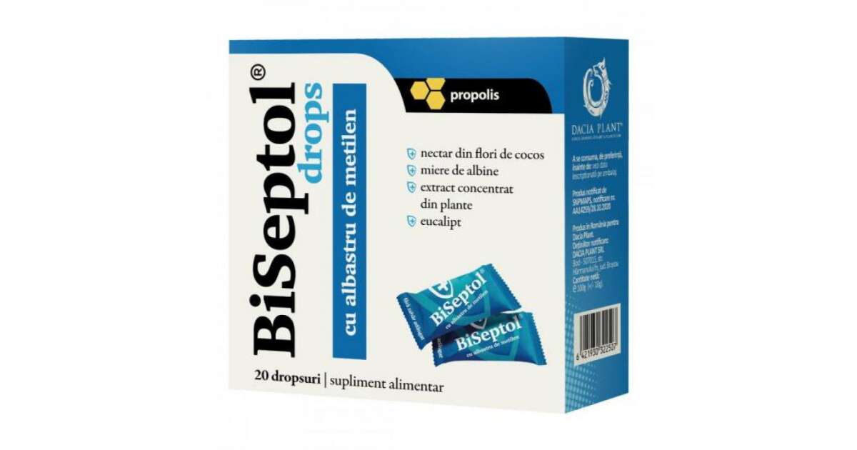 BiSeptol drops, 20 bucati, Dacia Plant | Pepita.com