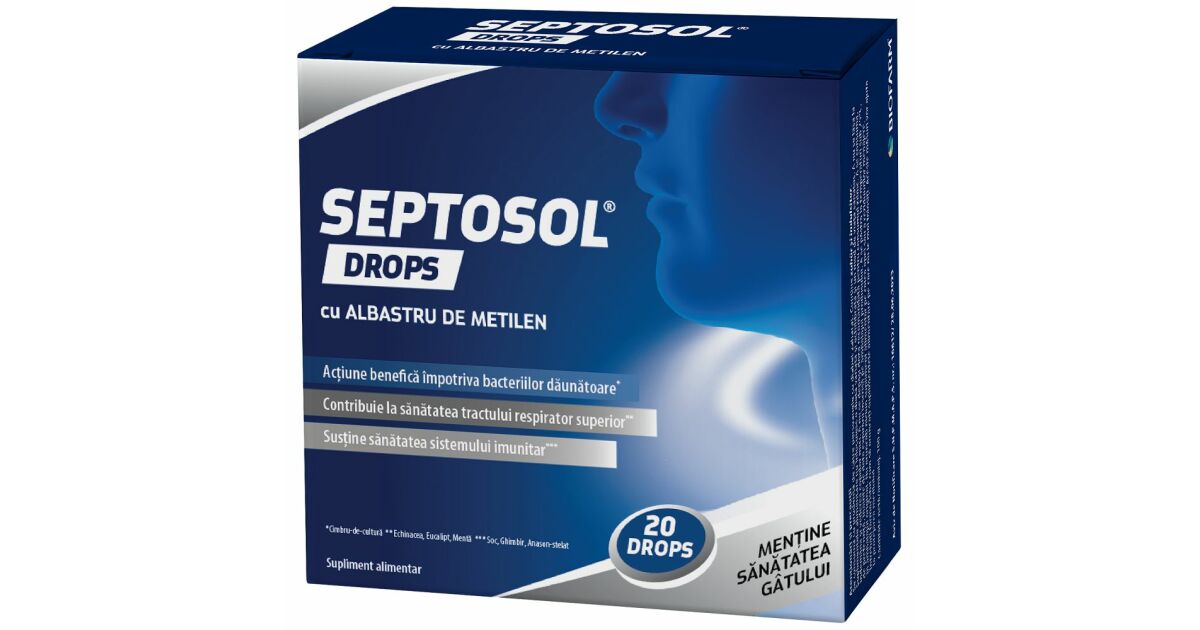 Septosol cu albastru de metilen, 20 dropsuri, Biofarm | Pepita.com