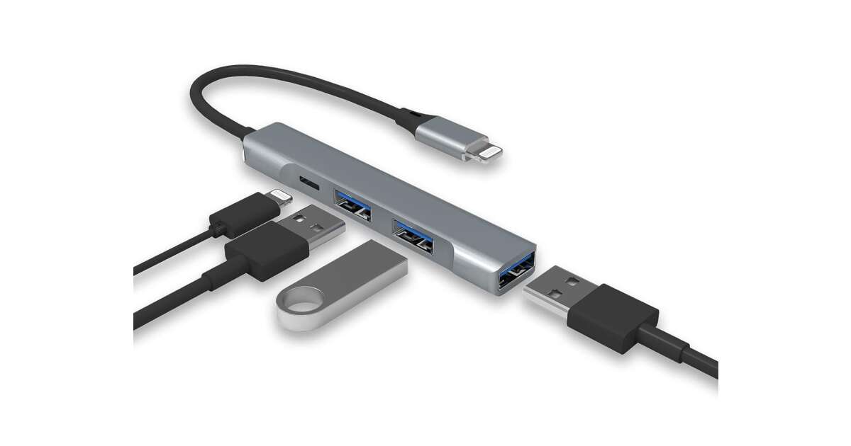 MRG MGL231 Lightning USB Hub adapter, 4x USB, 1x USB 3.0, 4-in-1 ...