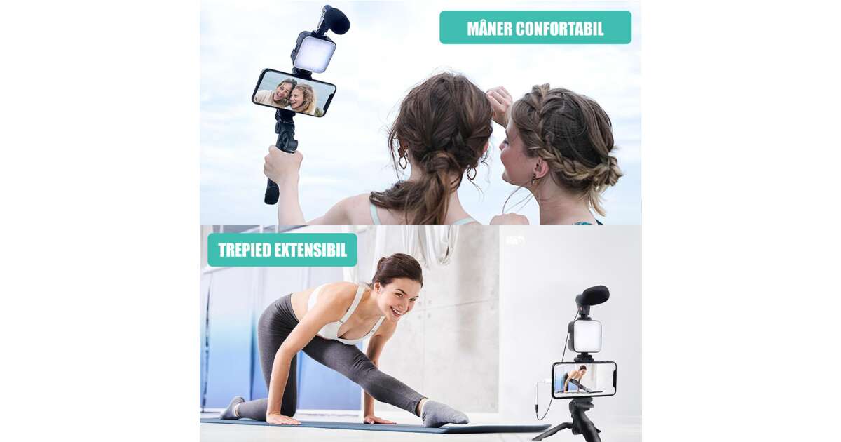 Kit Vlogging Profesional Linomag® pentru filmari video Youtube, TikTok ...