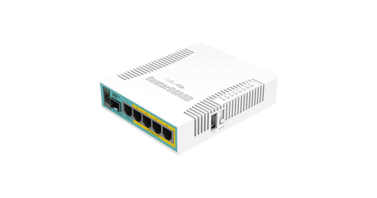 hEX PoE router, 5 x Gigabit 4 PoE, 1 x SFP, RouterOS L4 - Mikrotik ...