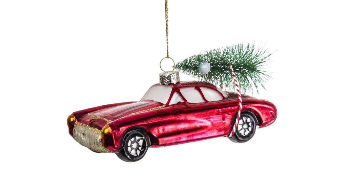 Karácsonyfadísz piros autó 5x5x12cm | Pepita.hu