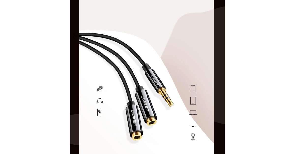 Ugreen cable 3.5 mm headphone splitter mini jack AUX 25cm black (20816 ...
