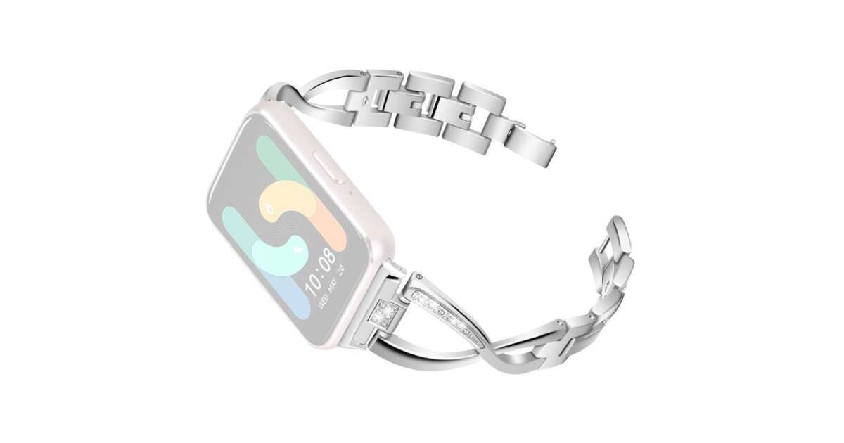 For Samsung Galaxy Fit3 SM-R390 Stainless Steel Strap Rhinestones Decor ...