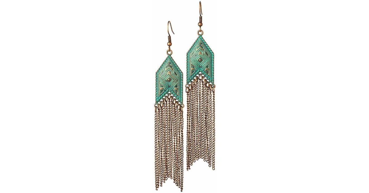 Cercei lungi de damă, boho, orientali, retro, de culoare aurie veche ...