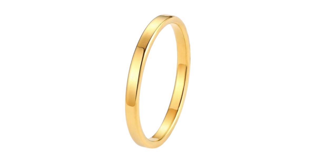 Vergoldeter Ring aus chirurgischem Stahl PST923, Ringgröße: US7 EU14 ...
