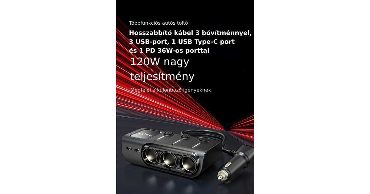 Prelungitor Priza Bricheta Auto cu 8 iesiri Multiplicator 12/24V, 120W ...