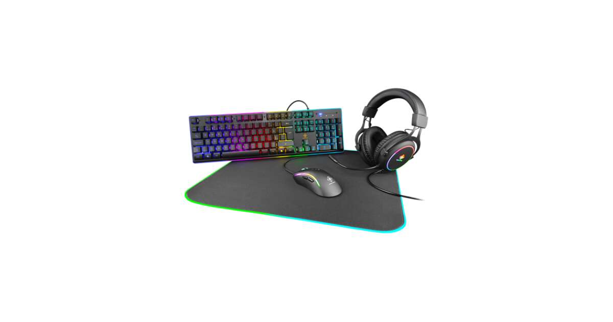 Deltaco gaming gamer szett gam-084, 4-in-1 rgb gaming gear kit, headset ...