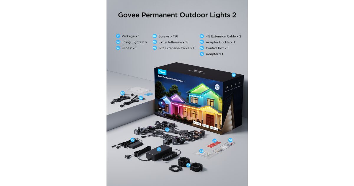 Govee GOVH705E Smart Smart LED Outdoor String Light 30m - RGB | Pepita.com