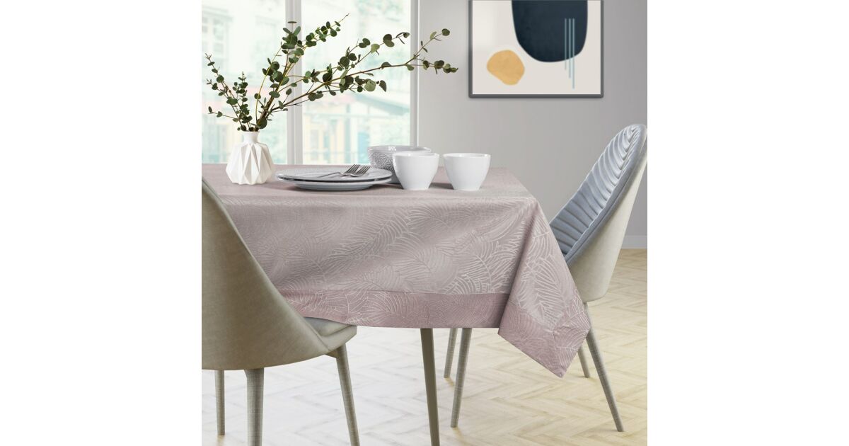 Față de masă Gaia pulbere trandafir în relief 120x240 owal AmeliaHome ...