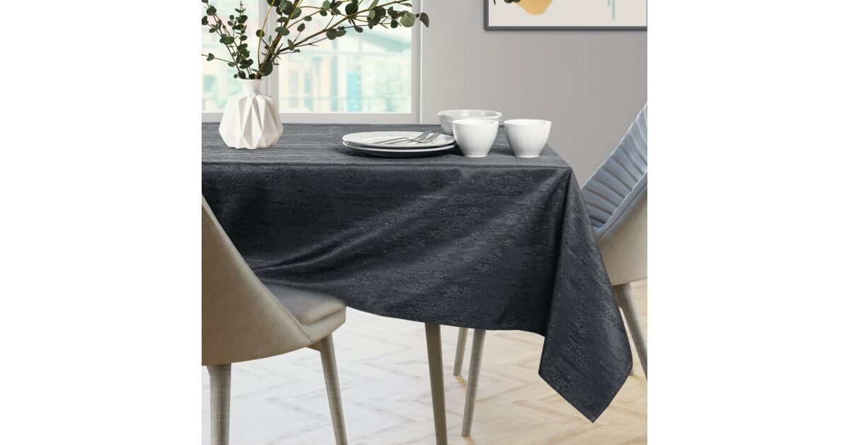 Față de masă Vesta gri grafit în relief modern 155x300 owal AmeliaHome ...