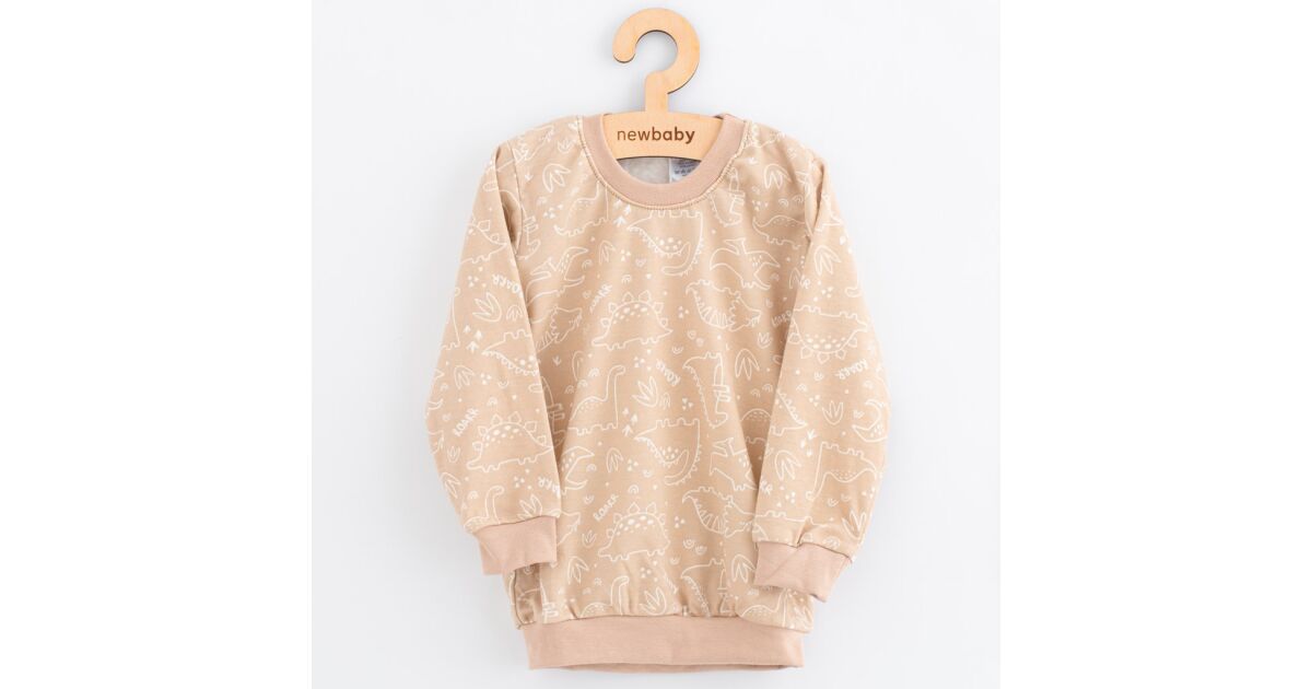 Pijamale din bumbac pentru copii New Baby bej cu dinozauri | Pepita.com