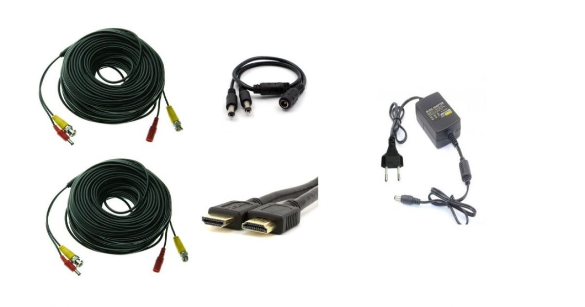 Kit accesorii sisteme de supraveghere pentru 2 camere, cabluri gata ...