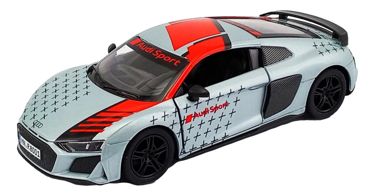 Macheta metalica Kinsmart, 2020 Audi R8 Coupe Livery Edition, Argintiu ...