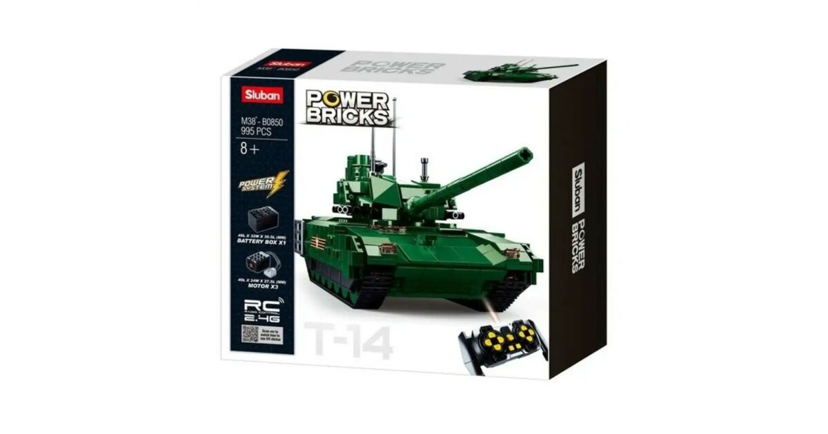 Sluban Power Bricks - RC T-14 Armata távirányítós harckocsi építőjáték ...