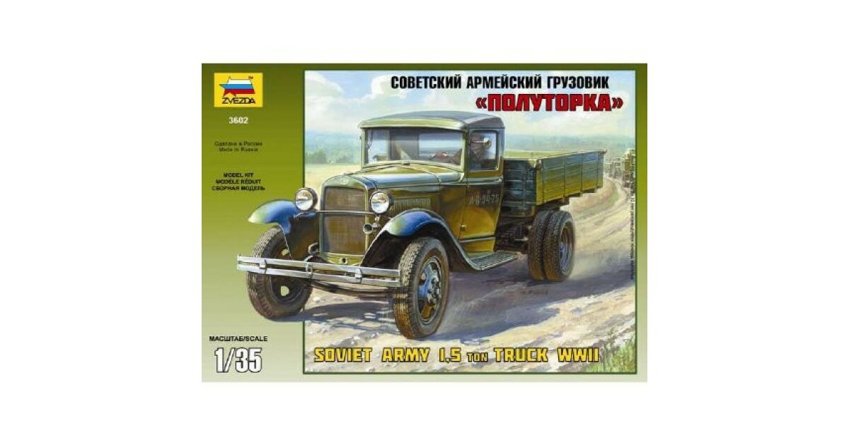 Zvezda GAZ-AA Soviet Army 1,5 Ton Truck WWII 1:35 makett harcjármű ...