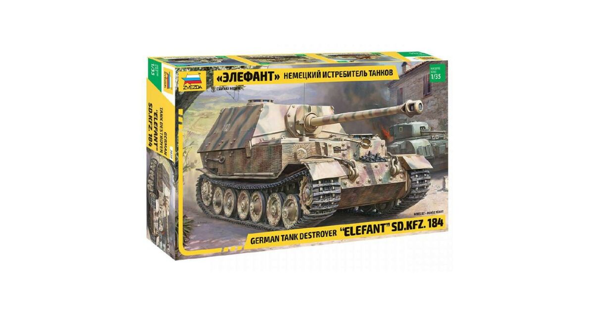 Zvezda Elefant Sd.Kfz.184 1:35 makett harcjármű (3659) | Pepita.hu