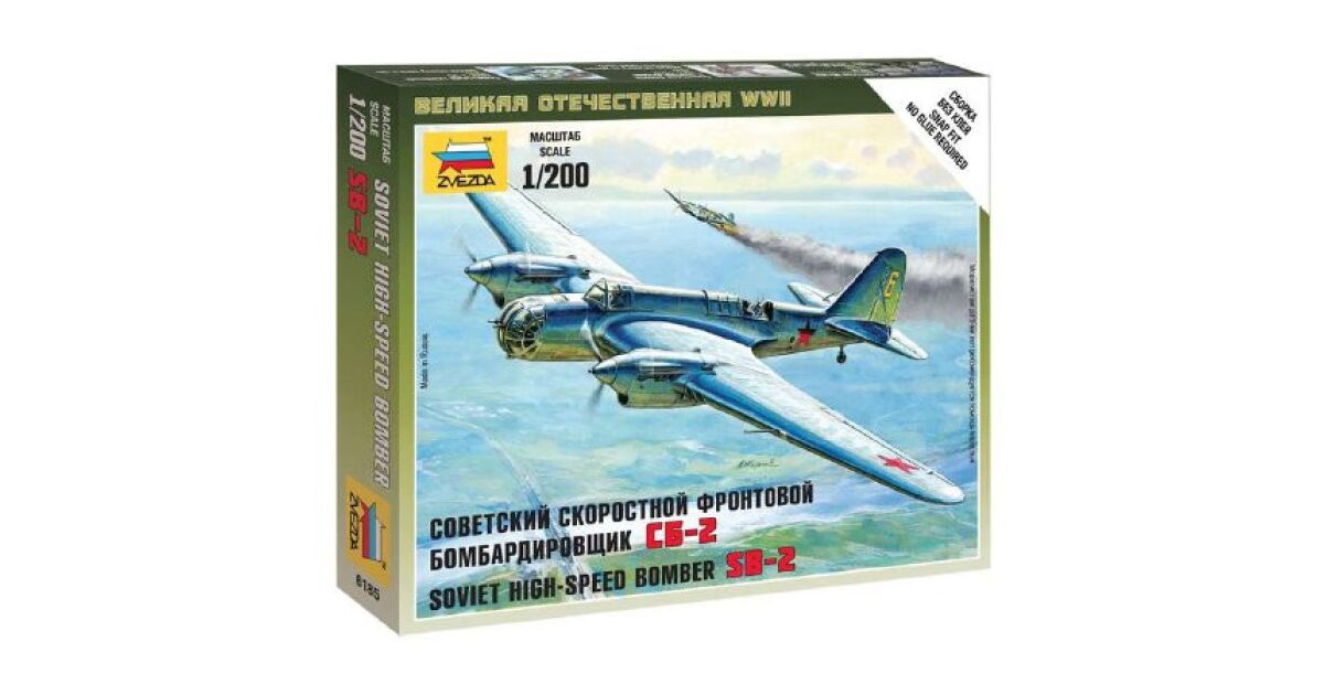 Zvezda Soviet Bomber SB-2 1:200 makett repülő (6185) | Pepita.hu