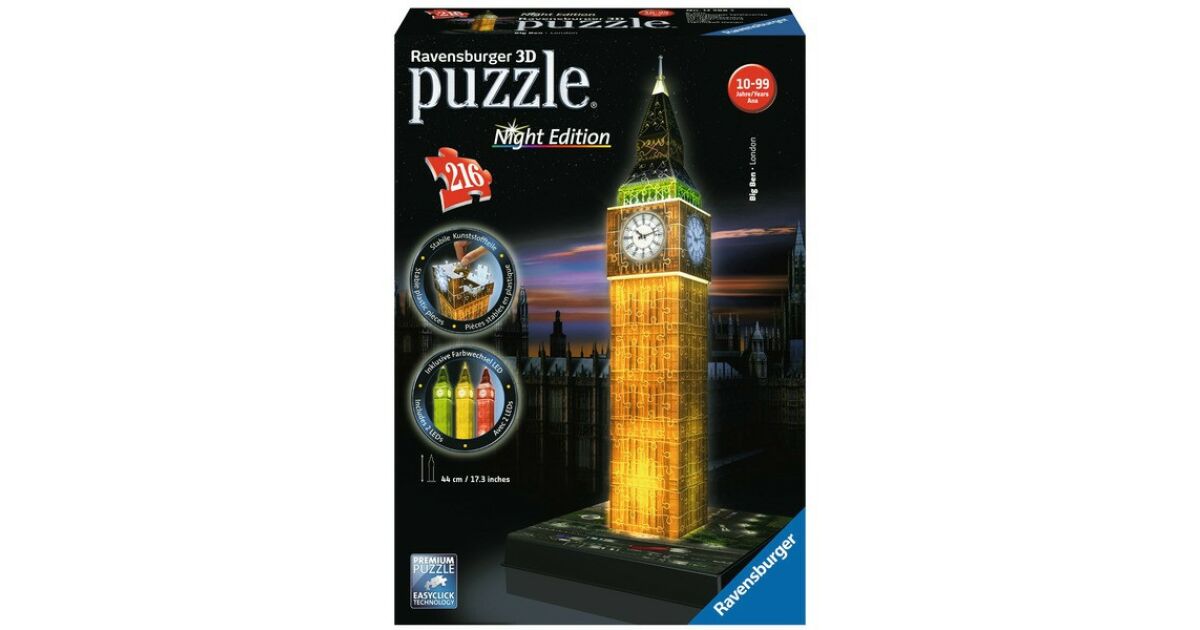 Ravensburger Big Ben 216 darabos 3D puzzle fénnyel | Pepita.hu