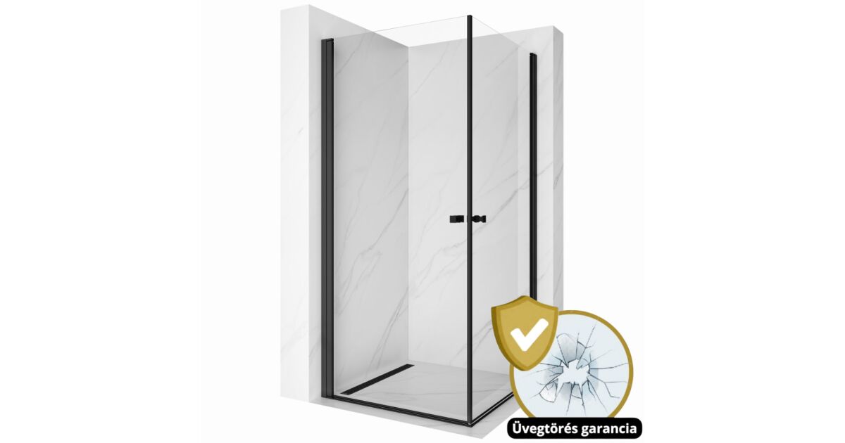 HD Nero Duo Black 70x90 aszimmetrikus szögletes nyílóajtós zuhanykabin ...