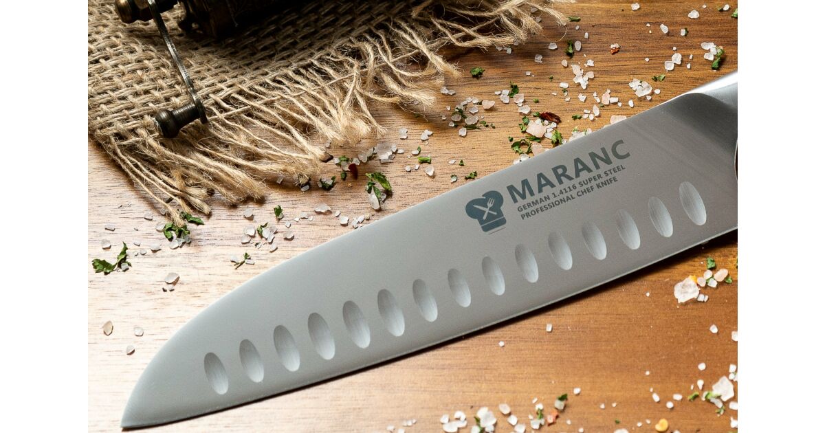 Cutit santoku profesional Maranc, otel german, 18 cm, M3 (testing ...